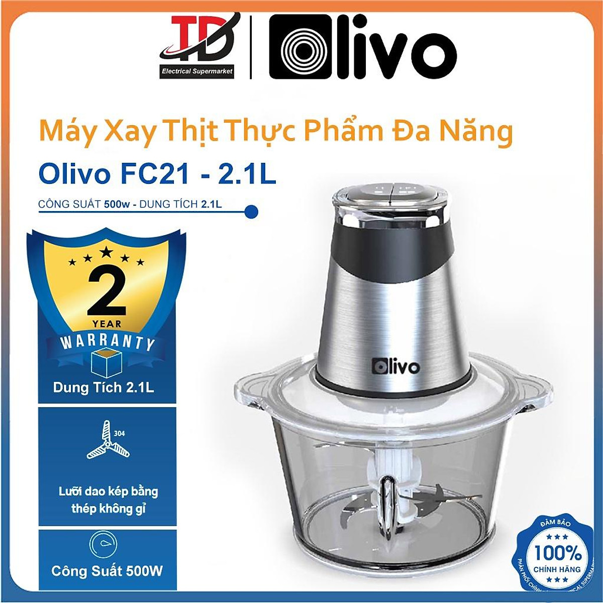 Mua Máy Xay Thịt Olivo FC21, Dung Tích 2.1L - Công Suất 500W - Xay Thịt Làm Ruốc, Hàng Chính ...