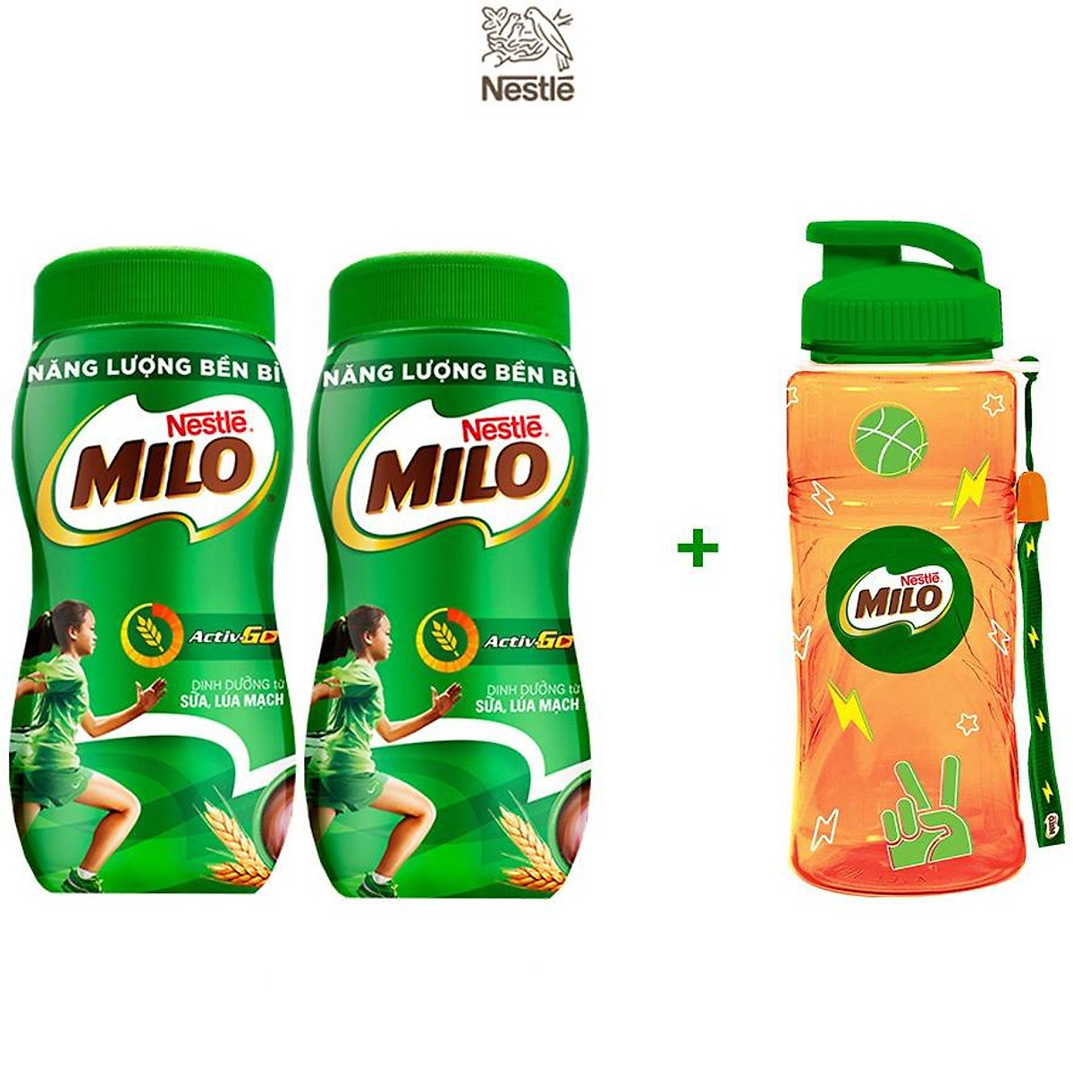 [Tặng 1 bình nước Milo] Combo 2 hũ thức uống lúa mạch Nestlé Milo ...