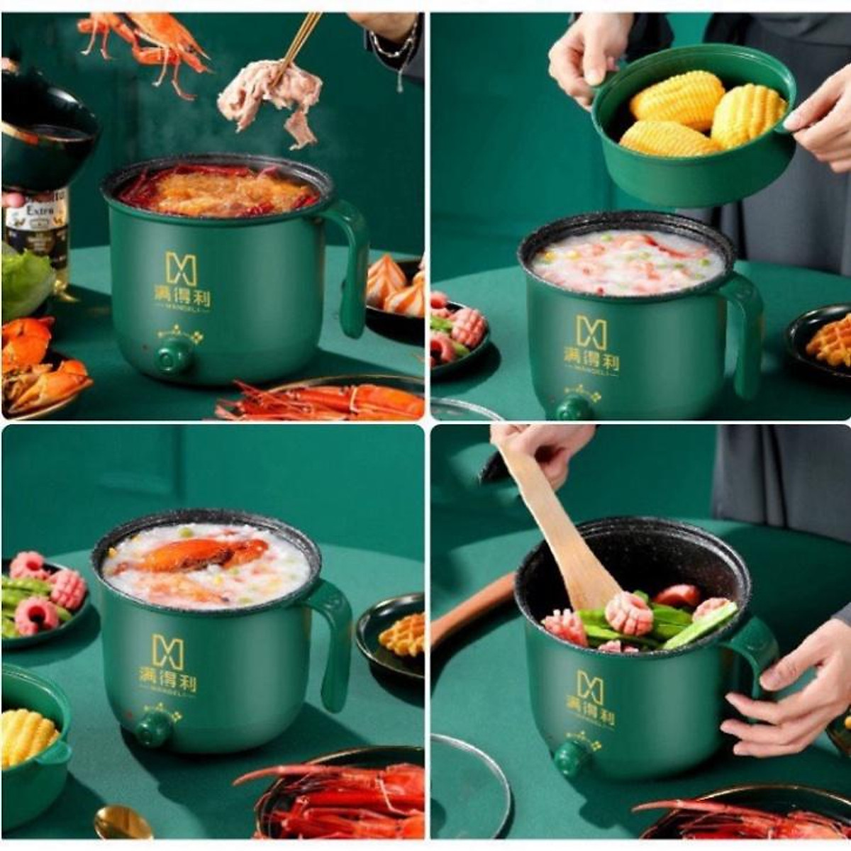 Nồi Lẩu Mini 2 Nấc Nhiệt Kèm Giá Hấp Có Tay Cầm Mẫu Mới 2021 - Ca Nấu Mì 18Cm 2 Nấc Nhiệt Chiên ...