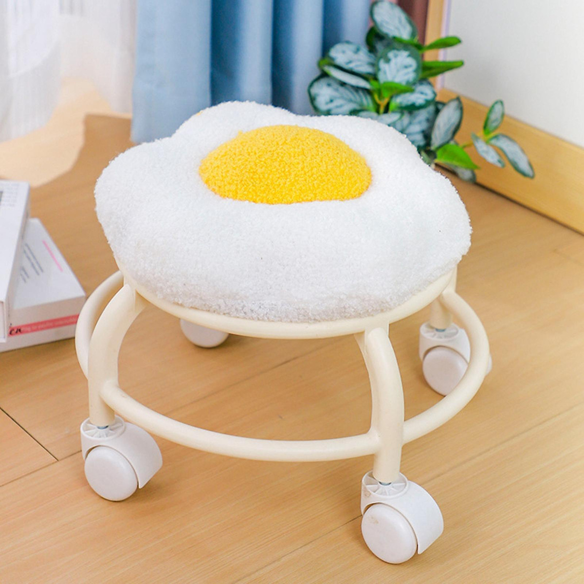 Low Roller Seat Stool Footrest Pulley Wheels Stool for Library Office ...