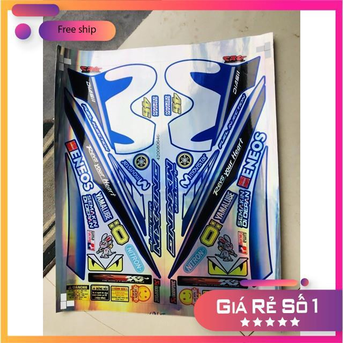 Trọn bộ tem rời dành cho xe exciter 150 Movistar chất liệu Crom titan 7 màu