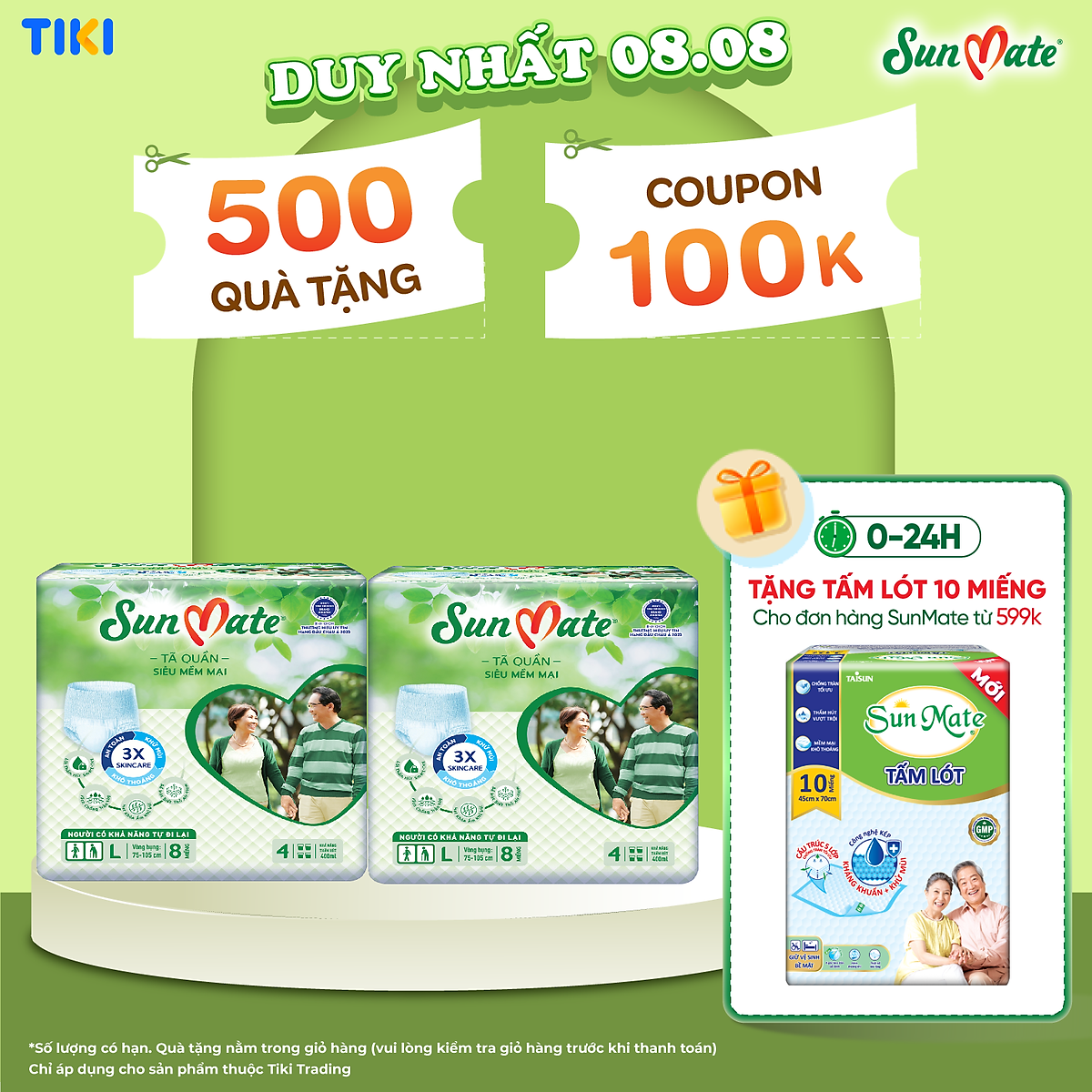Combo 2 Tã Quần Người Lớn Sunmate Mềm Mại L8 (8 Miếng) | Siêu Thị Con Cưng