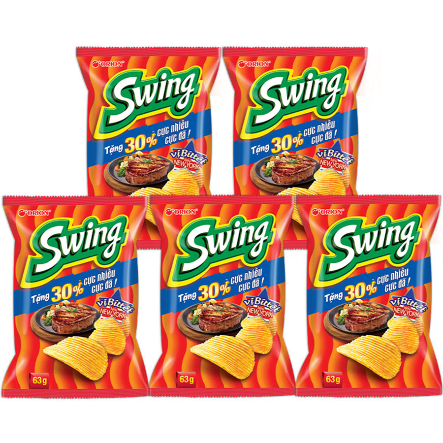 Review Lốc 5 Snack Swing (56g x 5)
