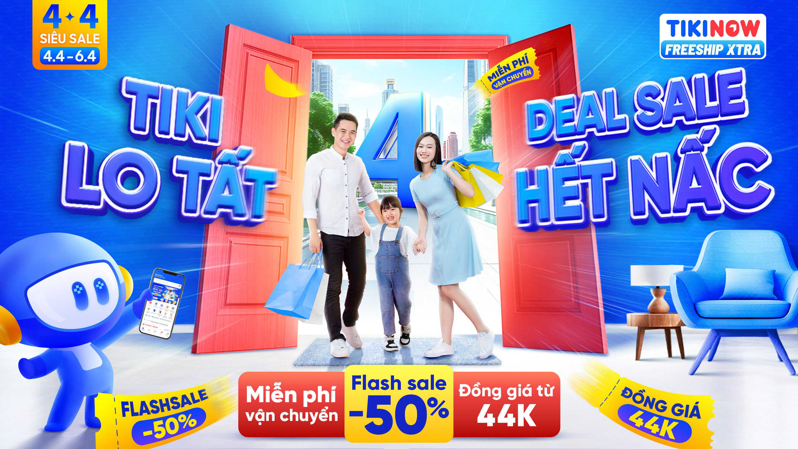 Tiki Sale 4.4 - Miễn phí vận chuyển - Flash sale 50% | Tiki