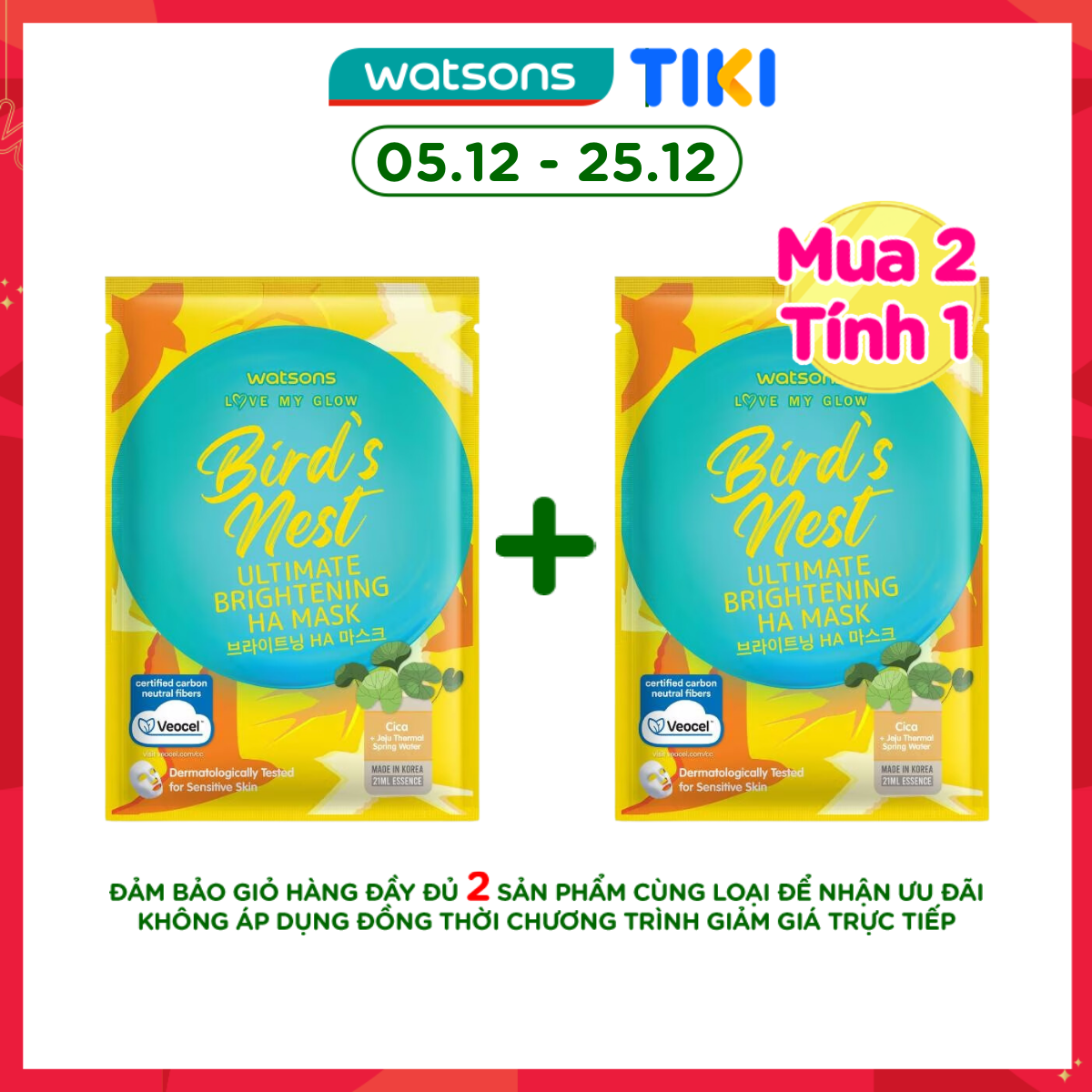 Mặt Nạ Watsons Love My Glow Bird's Nest Ultimate Brightening HA Mask 21ml - Mặt nạ giấy | Haxaki.Com