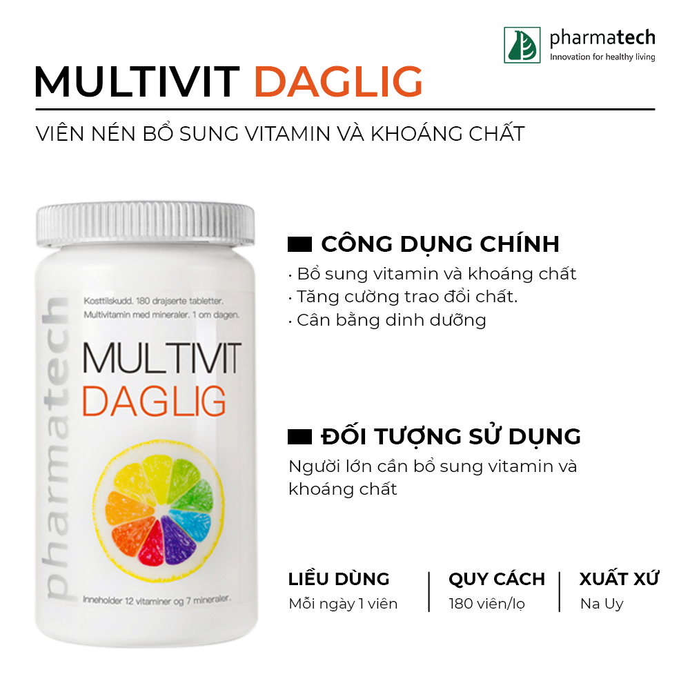 Review Thực phẩm bảo vệ sức khỏe MULTIVIT DAGLIG Hộp 60 Viên