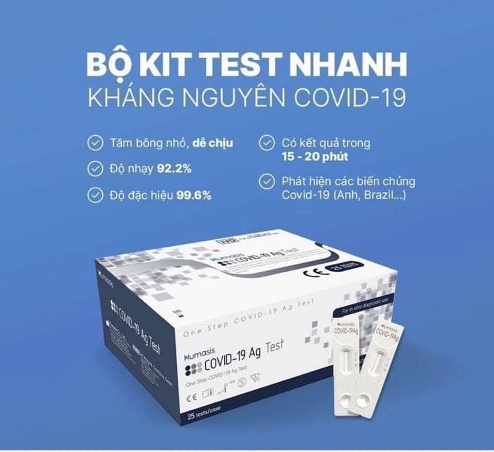 Dụng cụ xét nghiệm nhanh COVID-19 AG TEST Humasis (25 test/hộp) - Sản ...