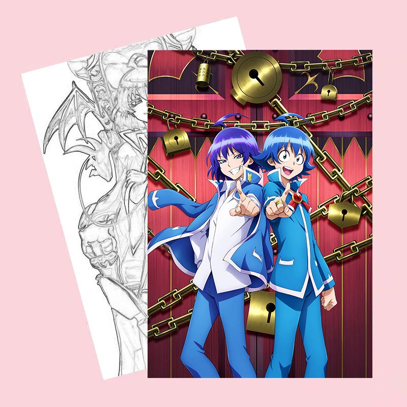 Tranh tô màu Mairimashita! Iruma-kun IRUMA GIÁ ĐÁO tập bản thảo phác ...