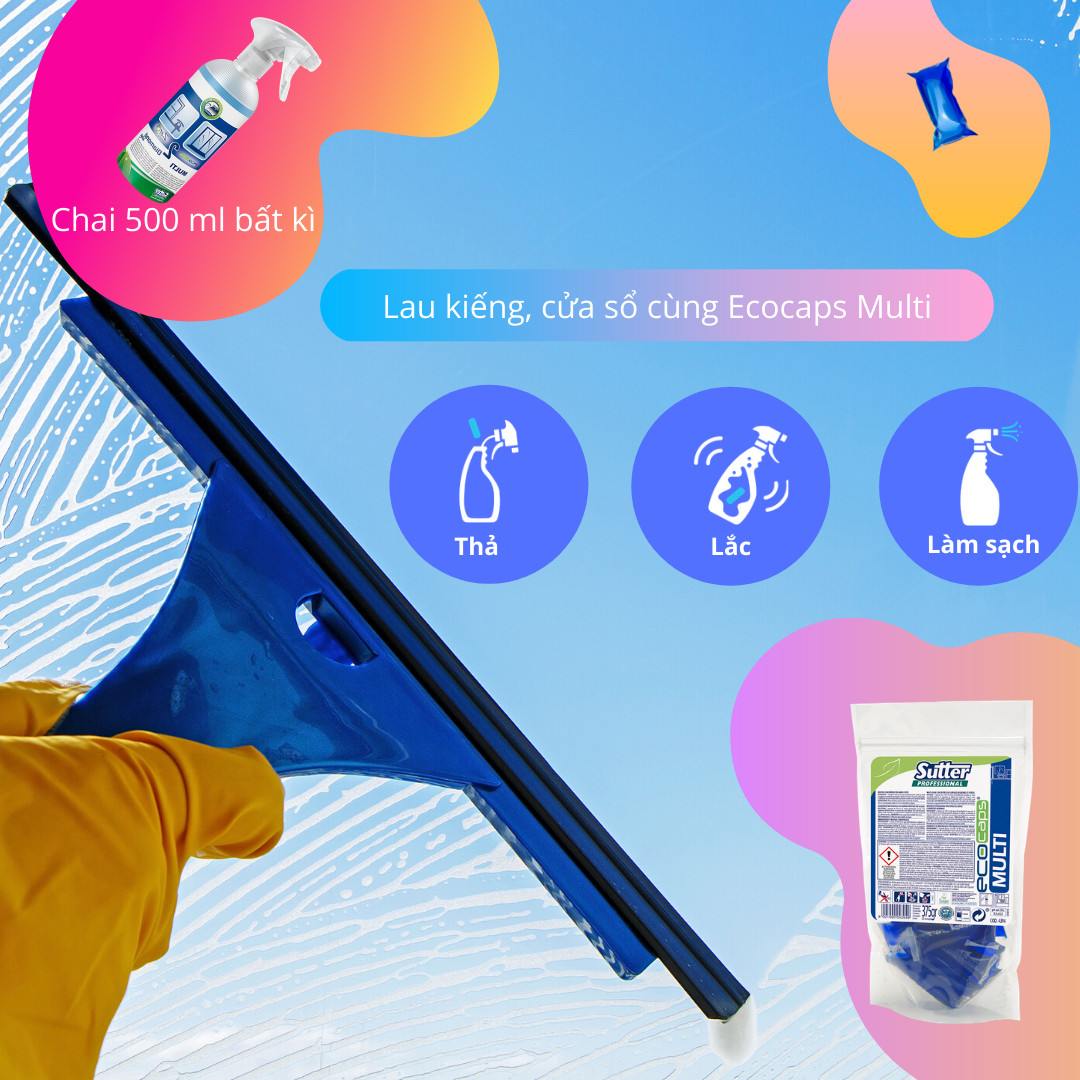 Nước tẩy rửa đa năng dạng viên, dùng với chai xịt 500ml bất kì, Ecocaps Multi 25 viên. - Sản ...