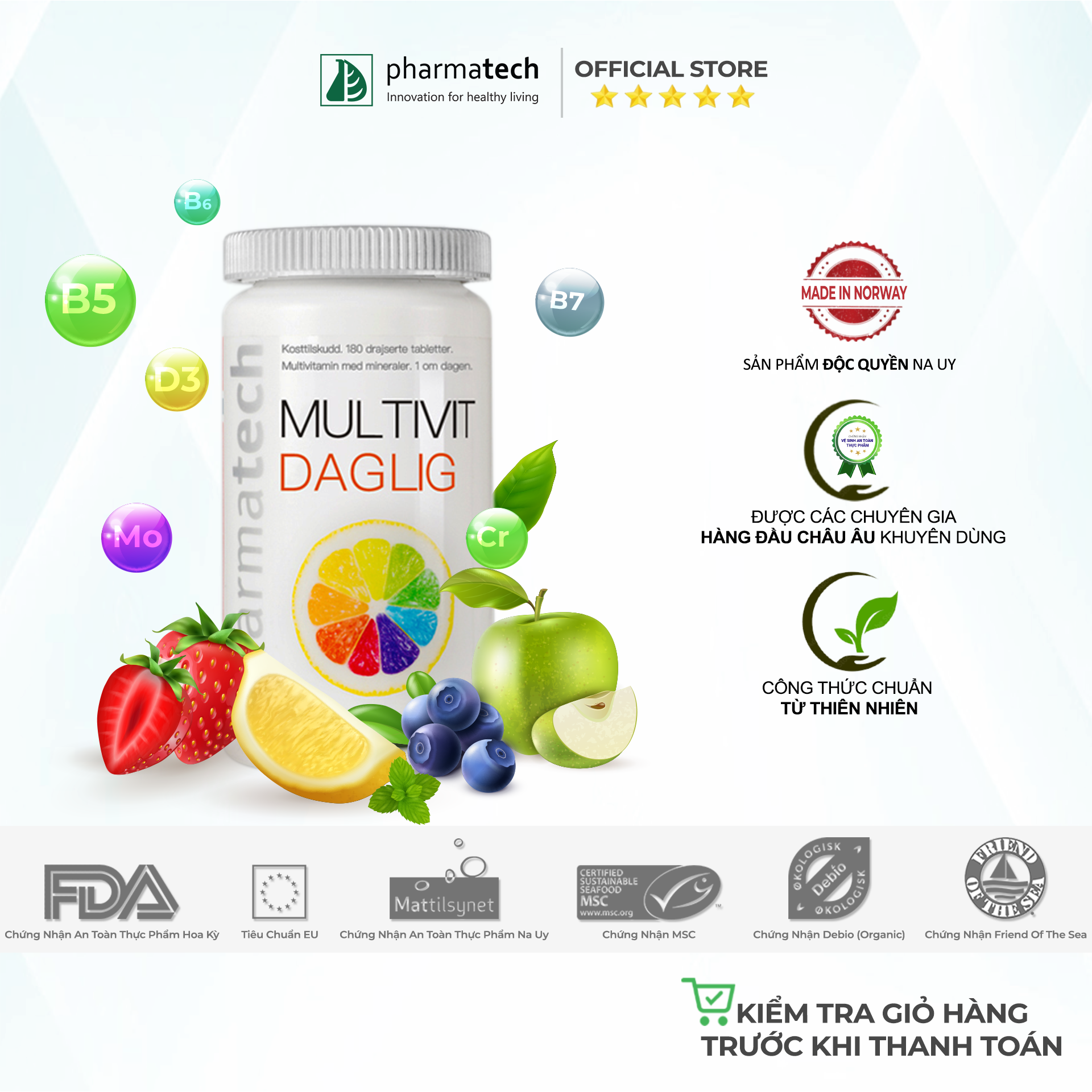 Review Thực phẩm bảo vệ sức khỏe MULTIVIT DAGLIG Hộp 60 Viên