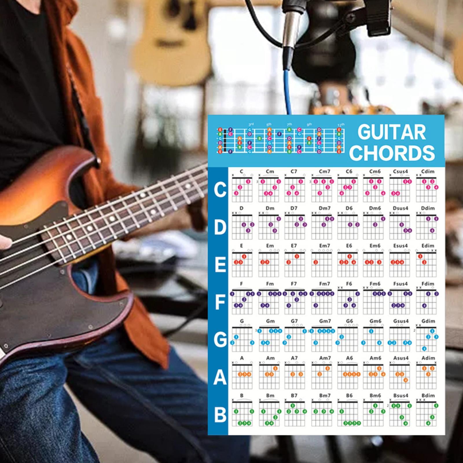 Review Guitar Chord Poster Practice Sticker Guitar Chords Chart for ...