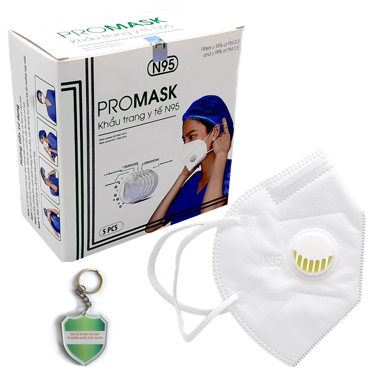 Mua Hộp 5 cái Khẩu trang N95 Pro Mask, có van thở, kháng khuẩn, chống ...