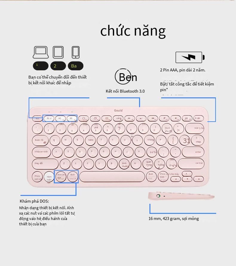 Phong Cách Mới Nhất Bàn Phím Bluetooth Logitech K380 Không Dây Điện Thoại Máy Tính Bảng Android ...