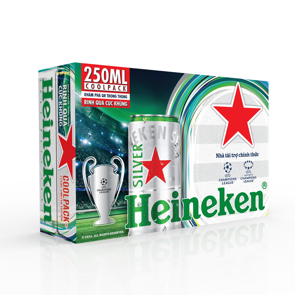 Review Thùng 24 lon bia Heineken Silver Coolpack 250ml/lon