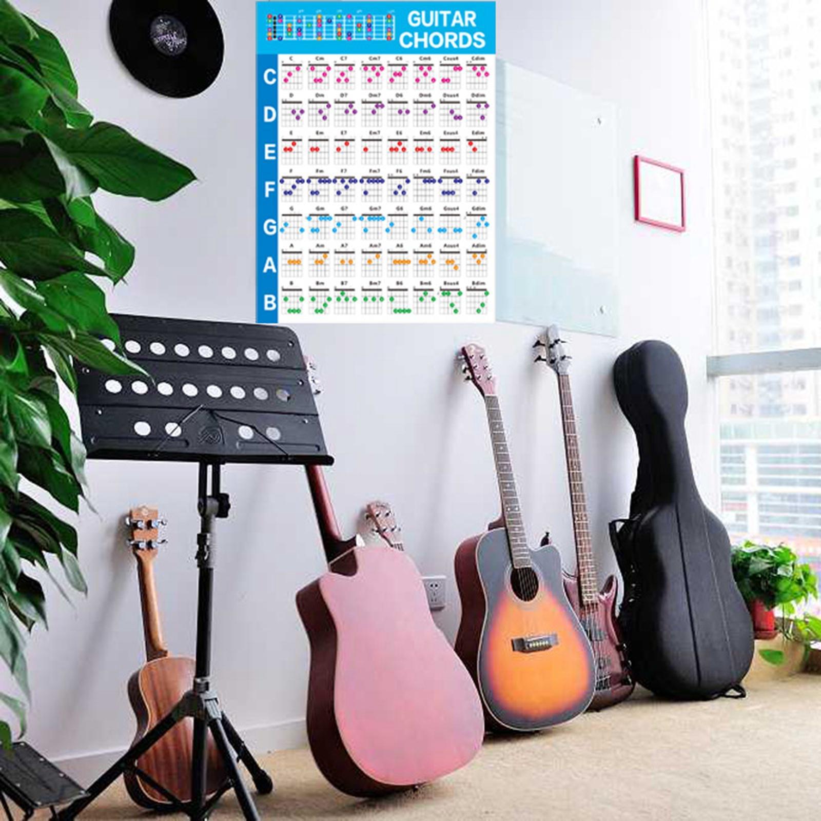 Review Guitar Chord Poster Practice Sticker Guitar Chords Chart for ...