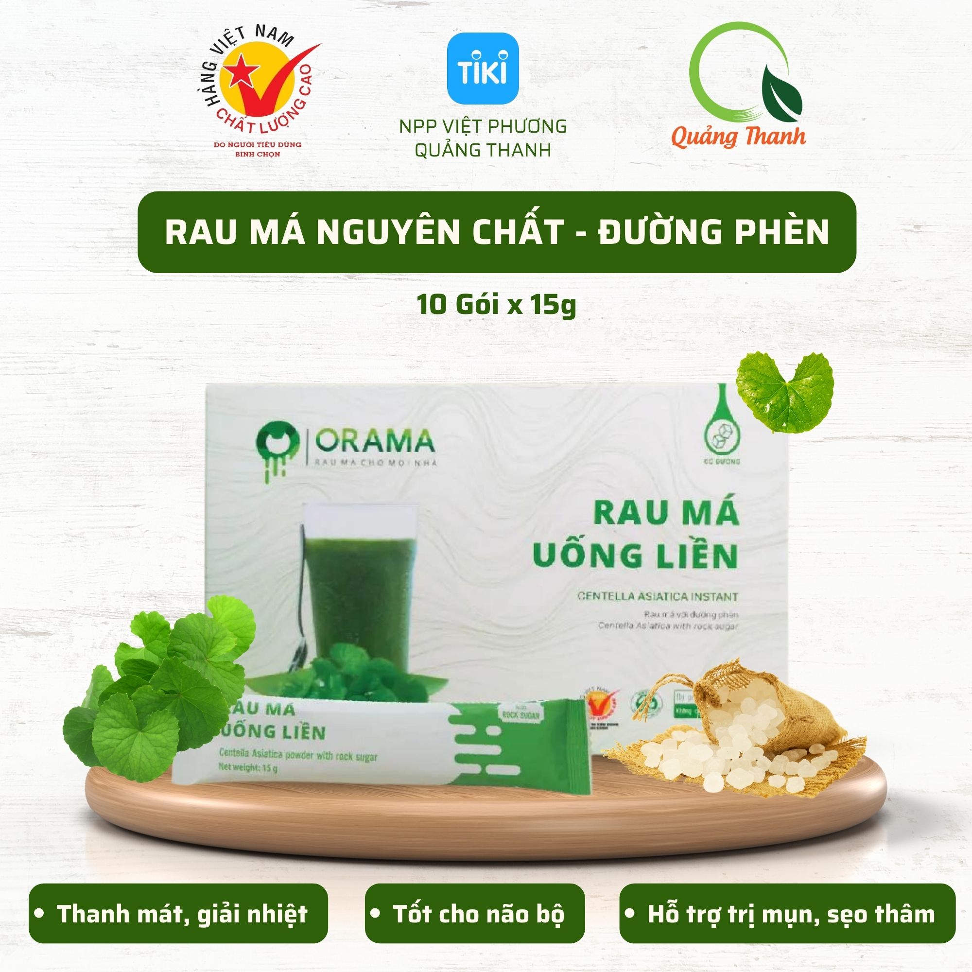Review Rau Má Uống Liền ORAMA có đường 10 gói - 15g mỗi gói - rau má ...