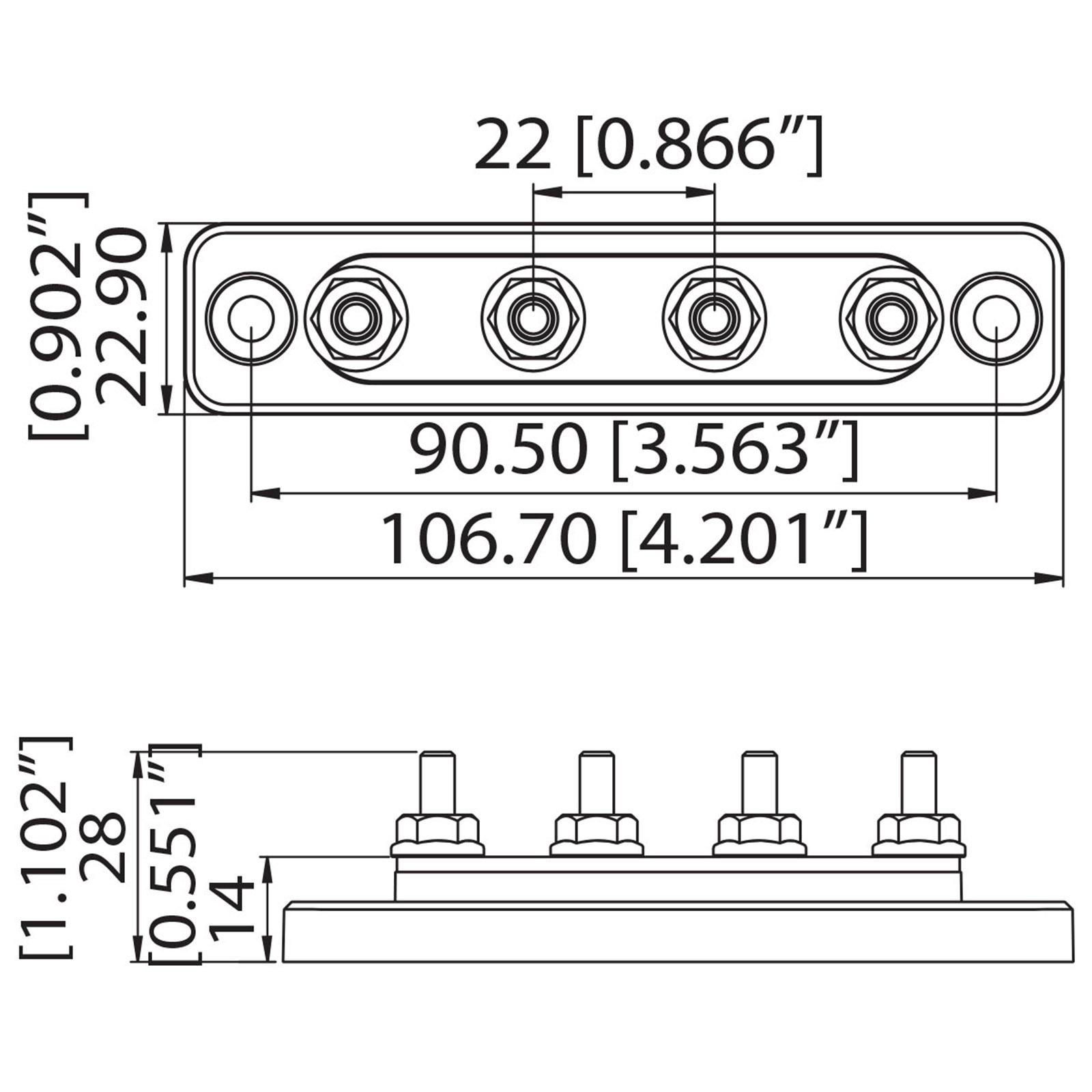 2x4 Bolt Busbar Clamp Power And Grounding Distribution Block 100A