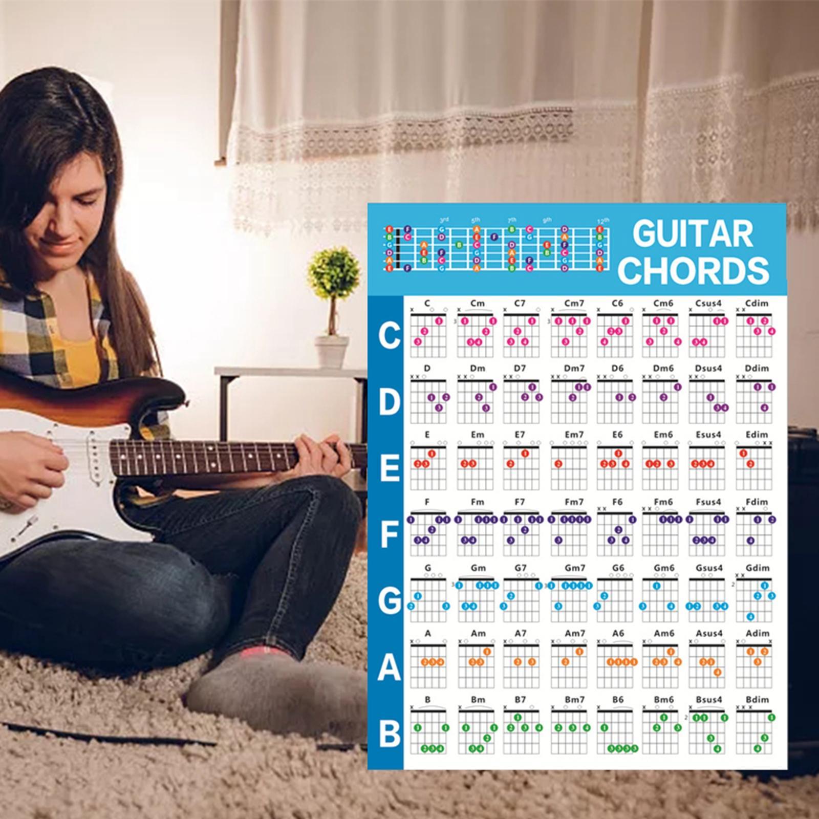 Review Guitar Chord Poster Practice Sticker Guitar Chords Chart for ...