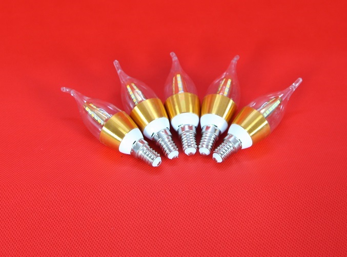 Bộ 10 bóng đèn LED C35 4W hình nến viền vàng đui E14 - Bóng đèn Hãng HL ...