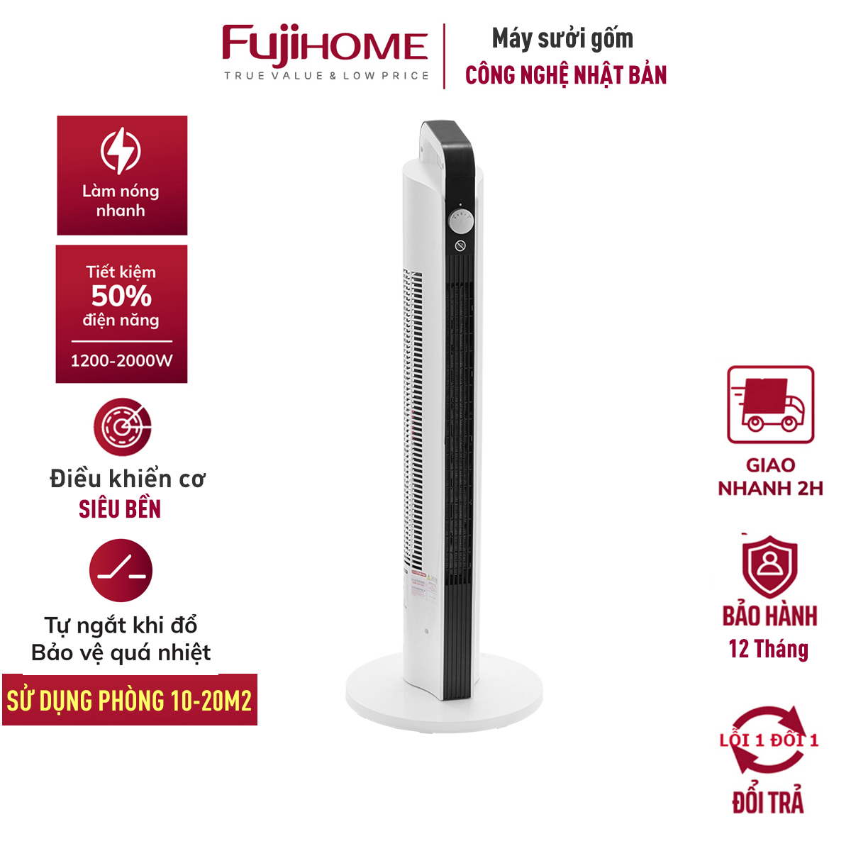 Review Máy sưởi gốm không khô da nhập khẩu FUJIHOME FH2000 điều khiển ...