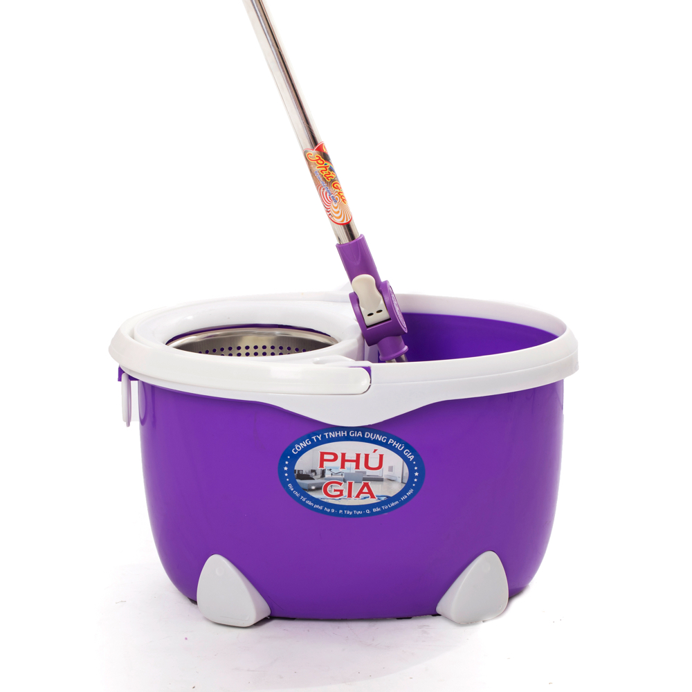 Bộ chổi lau nhà Phú Gia 360 độ. PG360-MS03, Lồng vắt cây lau mâm xoay bằng inox chống gỉ, 02 ...