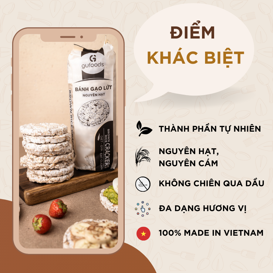 Mua Bánh gạo lứt nguyên hạt GUfoods (510g = 54 bánh) - Phù hợp ăn kiêng ...