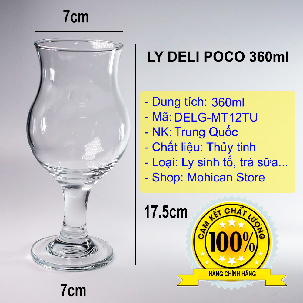 Mua Ly thủy tinh DEL Poco 360ml uống sinh tố, cốc thủy tinh pha trà sữa đẹp, dễ thương, giá rẻ ...