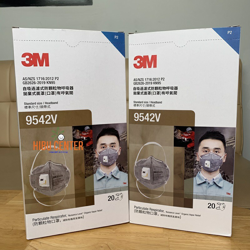 Khẩu Trang Lọc Bụi Bảo Vệ Hô Hấp 3M 9542V, Tiêu Chuẩn KN95 AS/ANZS P2, 20 Cái/Hộp – Than Hoạt ...