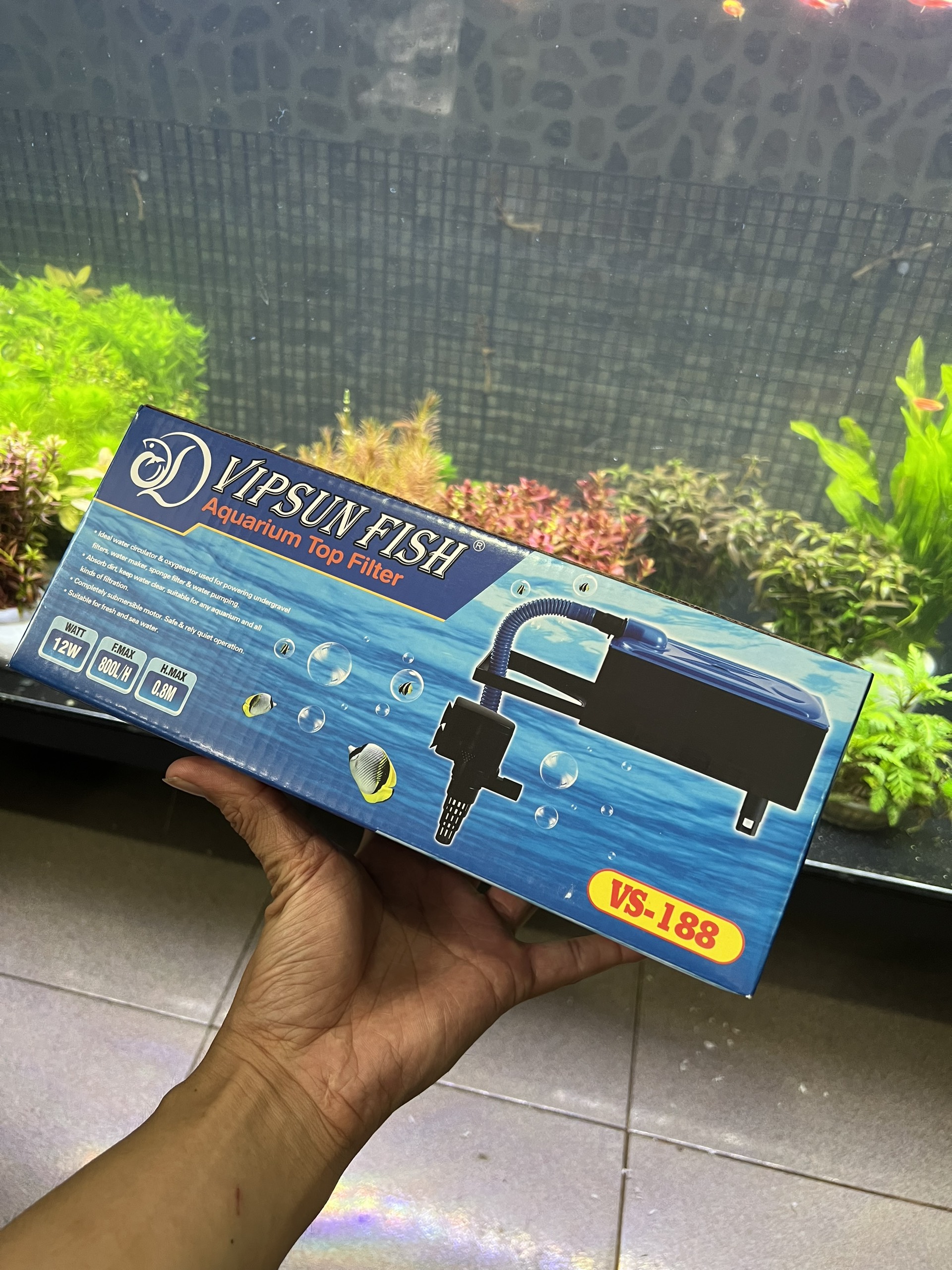 Review Máy lọc nước bể cá Vipsun Fish VS188 - Máy bơm và máng lọc