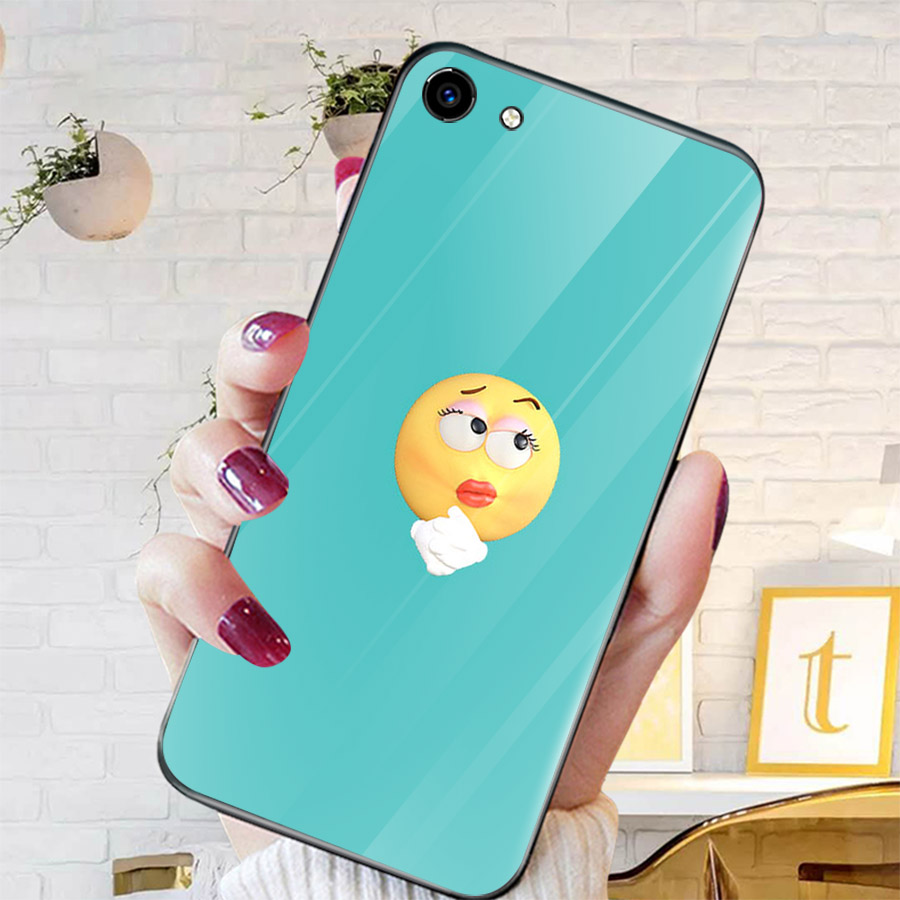 Ốp điện thoại kính cường lực cho máy Oppo A71 - emojis nhiều cảm xúc MS ...