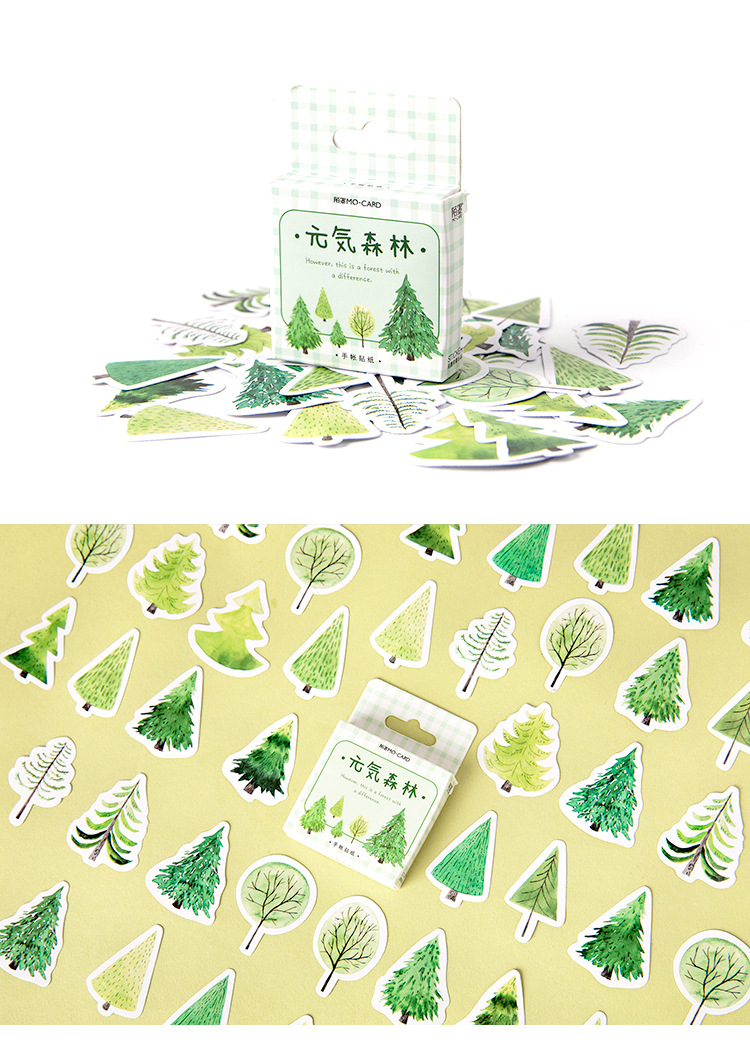 Mua Sticker hộp 45 miếng dán - Rừng Thông Xanh - Hộp nhãn dán trang trí ...
