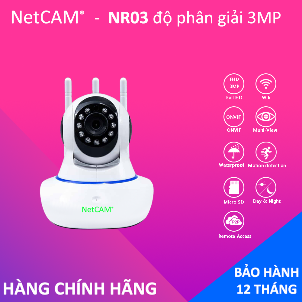 Camera IP wifi giám sát và báo động NetCAM NR03, độ phân giải 3.0MP ...