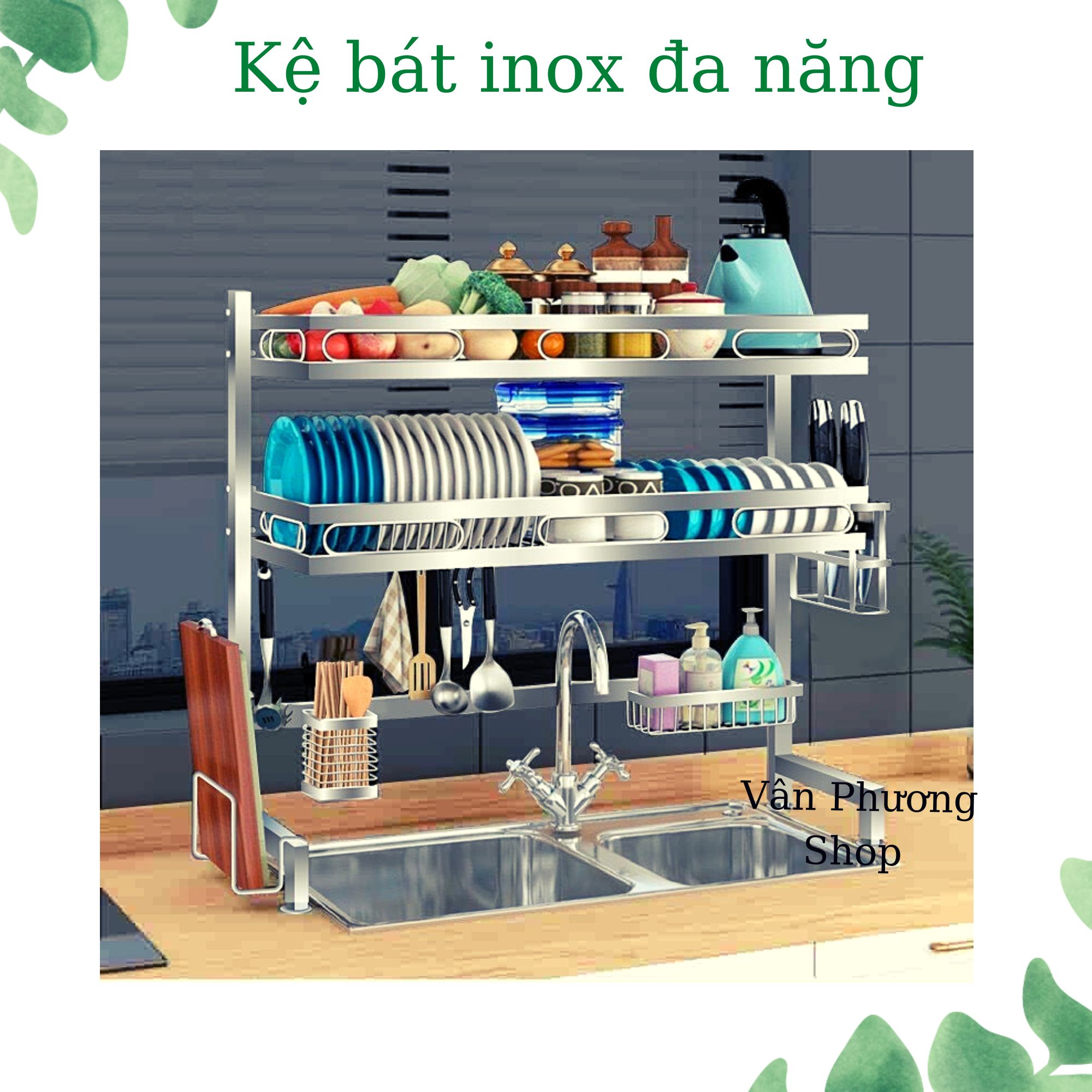 Mua Kệ Để Chén Bát Đa Năng Inox Không Gỉ - loại 1 tầng - D85xR28xC53 tại Vân Phương Shop