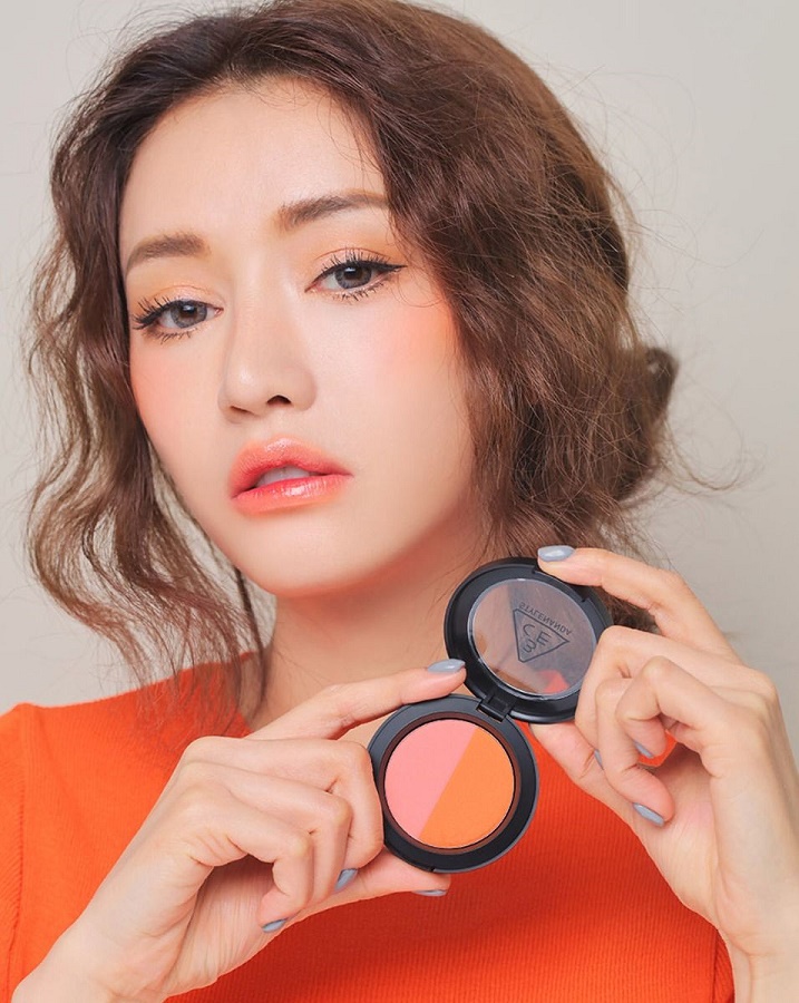 Phấn Má 3CE Dou Color Face Blush Peach Crush - Ibeautyshop