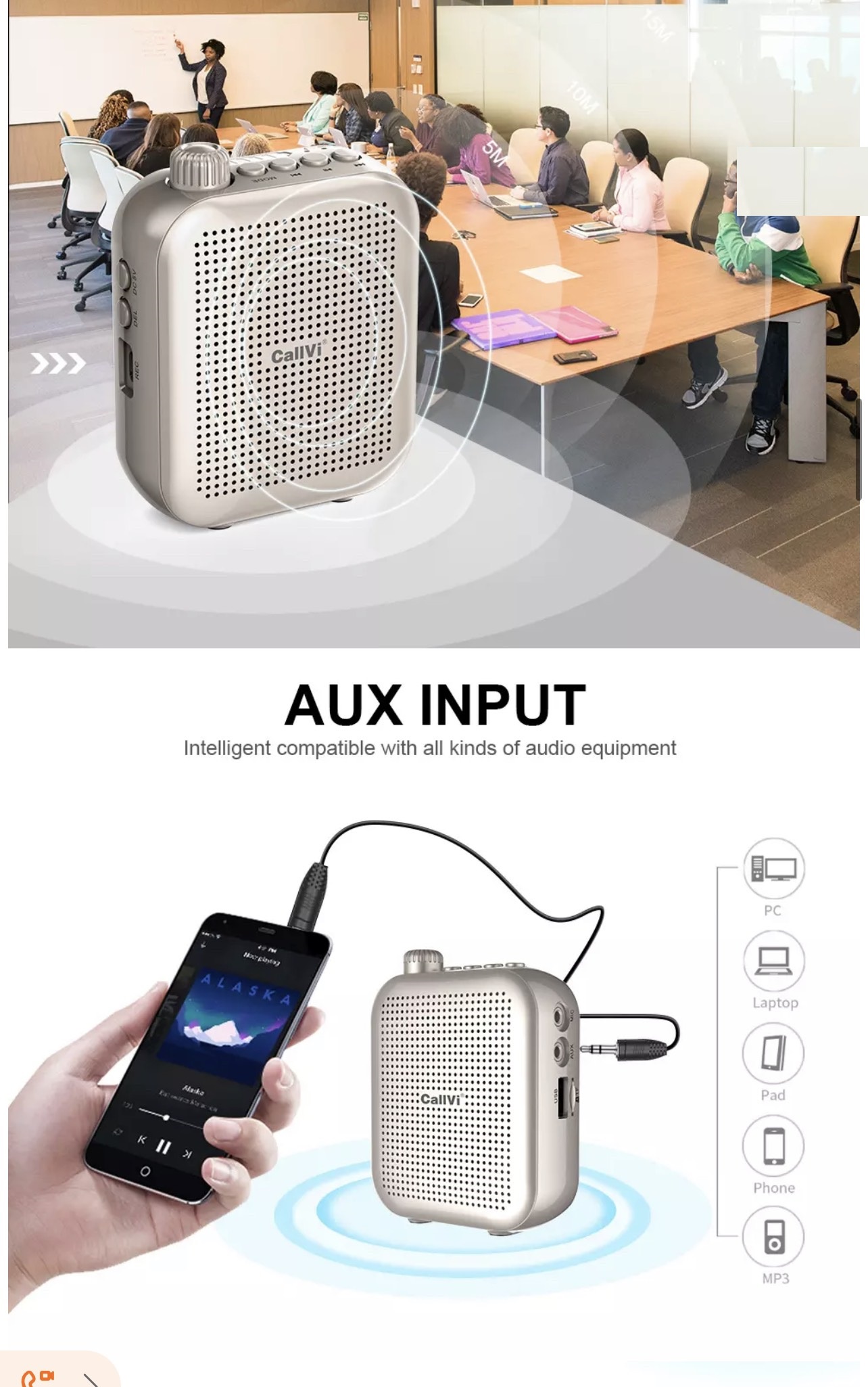 Máy trợ giảng không dây nhập khẩu chính hãng Callvi V805 UHF Bluetooth