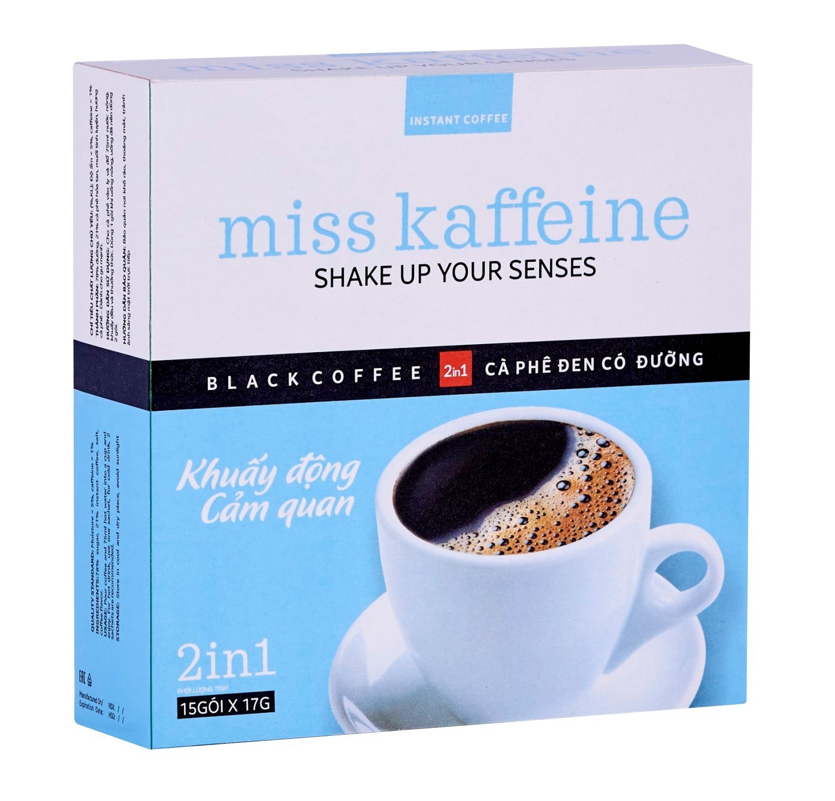 Hộp cà phê cao cấp Miss Kaffeine 2in1 - Cafe đen có đường 15 gói x 17g ...