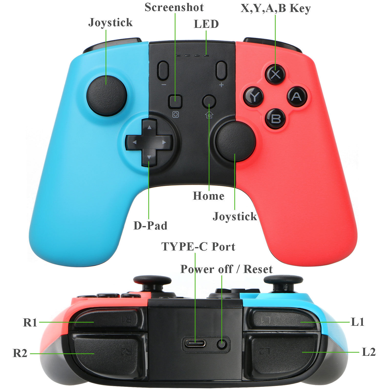 Wireless Pro Controller Bluetooth Gamepad for Nintendo Switch / Switch ...