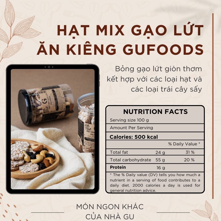 Mua Bánh gạo lứt nguyên hạt GUfoods (510g = 54 bánh) - Phù hợp ăn kiêng ...