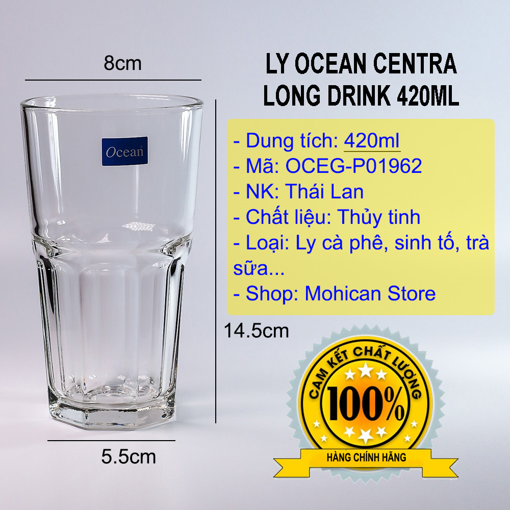 Mua Ly thủy tinh cà phê Ocean Centra Long Drink 420ml, cốc sọc khía ...