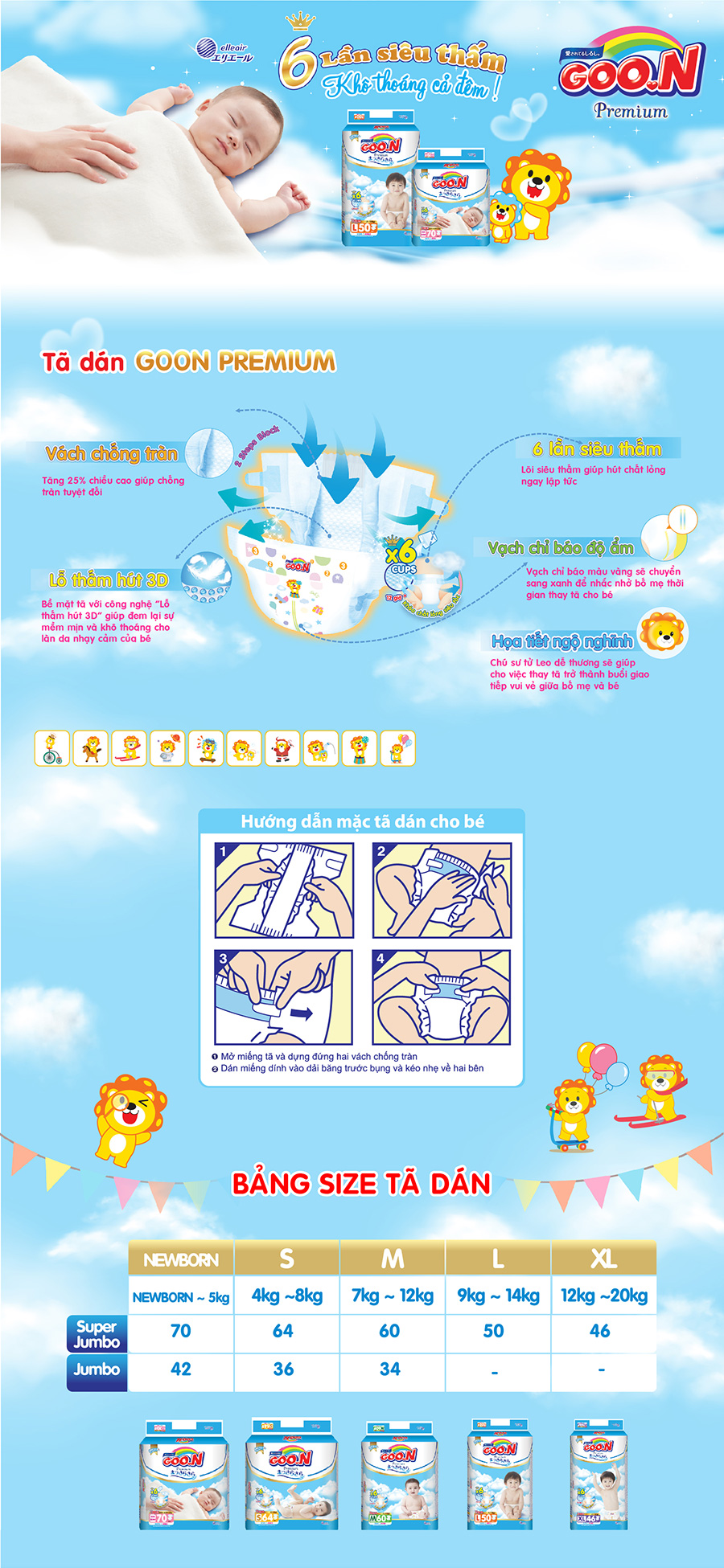 Combo 2 bịch tã dán Goo.N Premium gói cực đại size XL46 (46 miếng ...